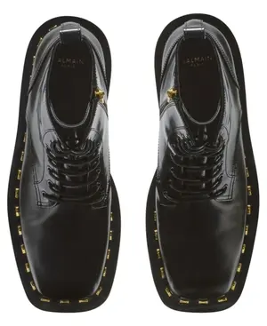 Balmain Glazed Leather Army Boots