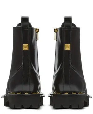 Balmain Glazed Leather Army Boots