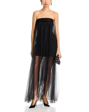 Bcbgmaxazria Tory Tulle Strapless Gown