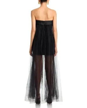 Bcbgmaxazria Tory Tulle Strapless Gown