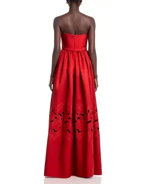 Theia Lena Embroidered Mikado Gown
