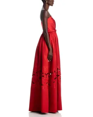 Theia Lena Embroidered Mikado Gown