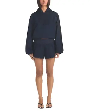 SKIMS Woven Cotton Half Zip Pullover - Navy