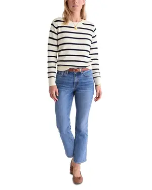 Vineyard Vines Cotton Roll Neck Sweater - Marshmallow/ Navy