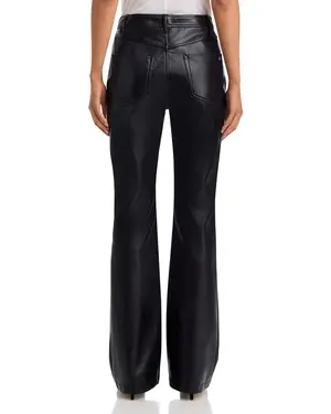 Cinq À Sept Stevie Faux Leather Mid Rise Bootcut Jeans - Black