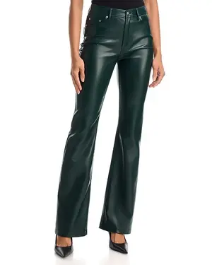 Cinq À Sept Stevie Faux Leather Mid Rise Bootcut Jeans - Deep Malachite