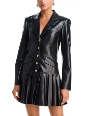 Cinq À Sept Saule Faux Leather Blazer Dress - Black