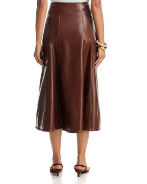Cinq À Sept Briony Faux Leather Midi Skirt