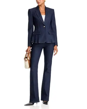 Cinq À Sept Arlene Denim Flare Hem Blazer