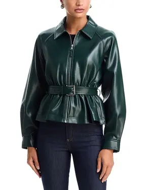 Cinq À Sept Briar Faux Leather Belted Jacket - Deep Malachite