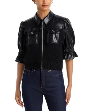 Cinq À Sept Holly Mixed Media Jacket - Black/black