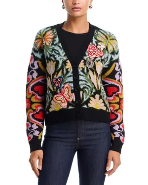 Cinq À Sept Psychedellic Amour Embellished Cardigan - Black