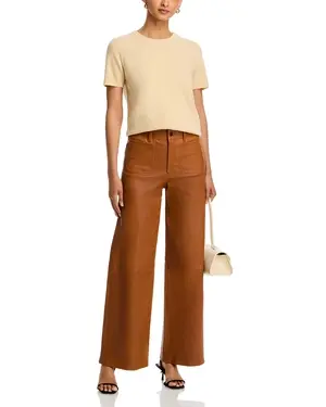 FRAME Leather Slim Palazzo Modernist Pocket Jeans