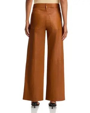 FRAME Leather Slim Palazzo Modernist Pocket Jeans