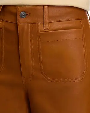 FRAME Leather Slim Palazzo Modernist Pocket Jeans