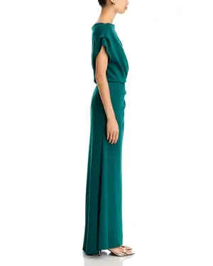 Aqua Draped Off-the-shoulder Gown Exclusive