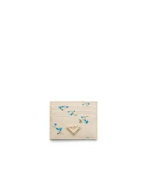 Prada Printed Saffiano Leather Card Holder - Neutral