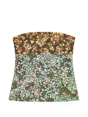 Dries Van Noten Floral Bustier Top - Blue