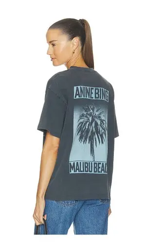 ANINE BING Cade Tee Palm In Black - Washed Black