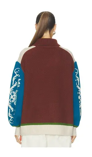 ALEMAIS Lasso Patchwork Knit Sweater In Brown