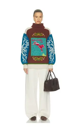 ALEMAIS Lasso Patchwork Knit Sweater In Brown