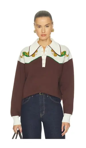 ALEMAIS Lasso Knit Polo In Brown - Chocolate