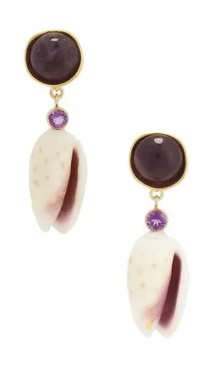 Brinker & Eliza Berry Tide Earrings In Purple - Amethyst & Shell