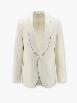 LARDINI Wool Blend Blazer With Contrasting Profiles