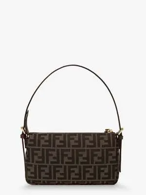 Fendi Zip Top Ff Zucca Fabric Shoulder Bag