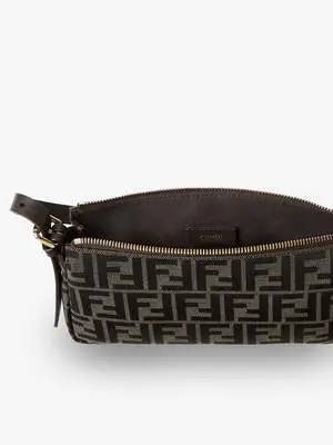 Fendi Zip Top Ff Zucca Fabric Shoulder Bag