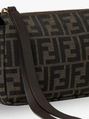 Fendi Zip Top Ff Zucca Fabric Shoulder Bag