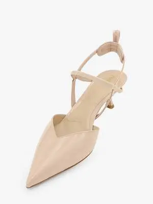 Fendi Very Colibrì Patent Leather Slingback Pumps - Beige