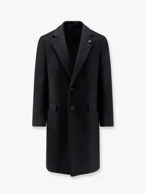 LARDINI Single-breasted Cashmere Coat With Iconic Brooch