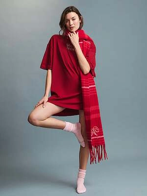 Victoria's Secret 100% Cotton Oversized Sleep Tee - Red