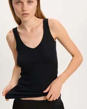 ATM Anthony Thomas Melillo Modal Deep V-neck Tank Top - Black