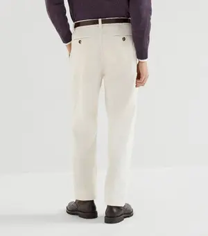 Brunello Cucinelli Corduroy Straight Trousers - White