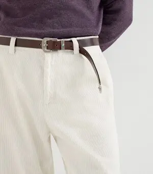 Brunello Cucinelli Corduroy Straight Trousers - White