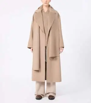 Max Mara Wool-cashmere Belted Wrap Coat - Brown