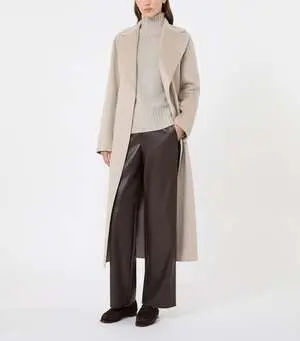 Max Mara Virgin Wool-cashmere Belted Coat - Beige