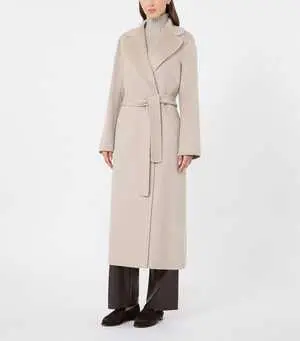 Max Mara Virgin Wool-cashmere Belted Coat - Beige