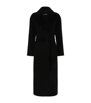 Max Mara Virgin Wool-cashmere Belted Coat - Black
