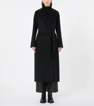 Max Mara Virgin Wool-cashmere Belted Coat - Black