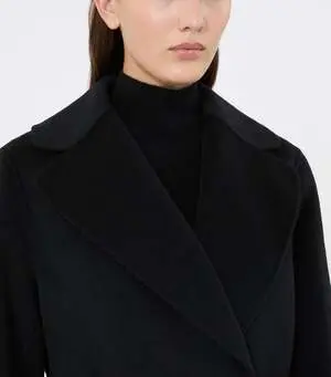 Max Mara Virgin Wool-cashmere Belted Coat - Black