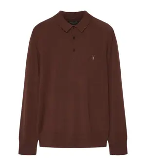 ALLSAINTS Merino Wool Mode Polo Shirt - Brown