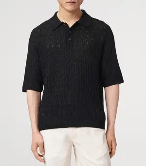 ALLSAINTS Wool-blend Cyclone Polo Shirt - Black