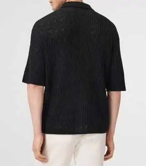 ALLSAINTS Wool-blend Cyclone Polo Shirt - Black