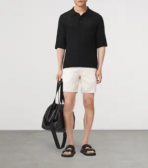ALLSAINTS Wool-blend Cyclone Polo Shirt - Black