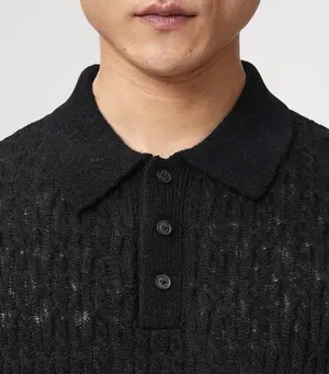 ALLSAINTS Wool-blend Cyclone Polo Shirt - Black
