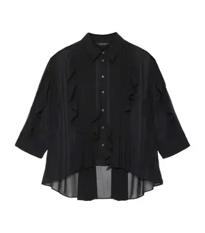 ALLSAINTS Chiffon Frill-trim Minna Shirt - Black