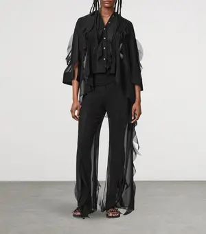 ALLSAINTS Chiffon Frill-trim Minna Shirt - Black